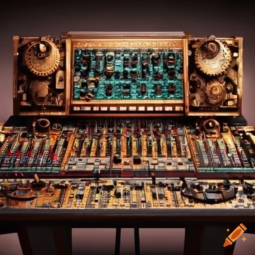 Steampunk style mixing deck console on Craiyon