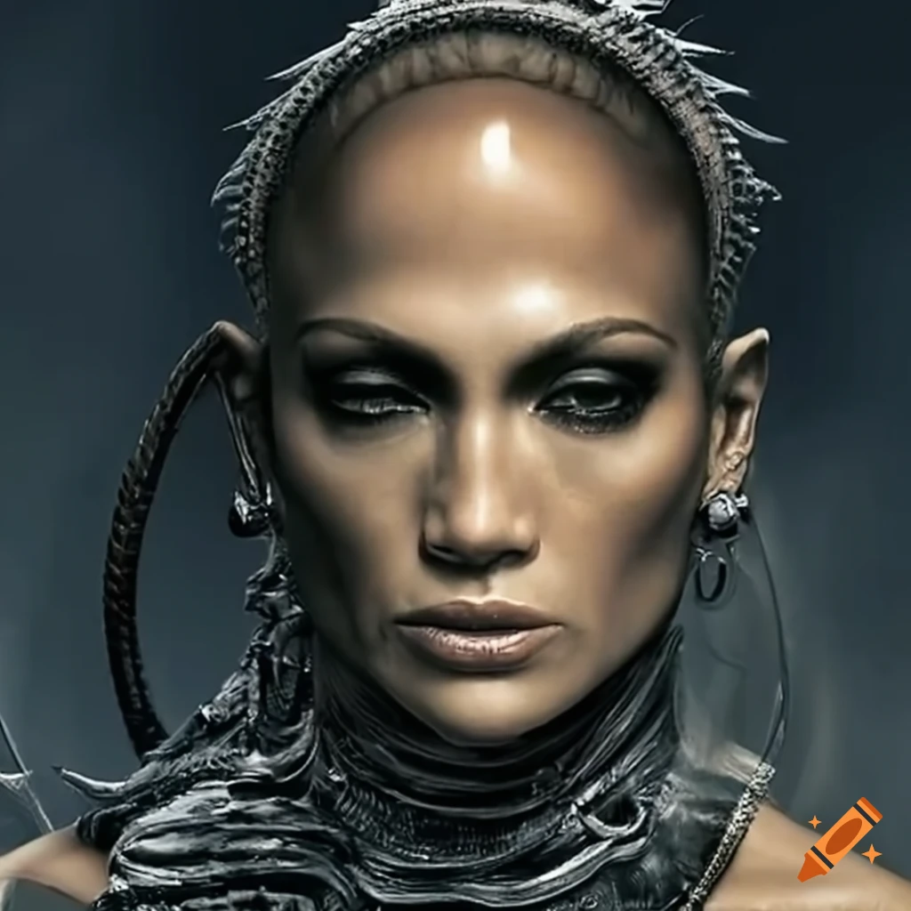 H.R. Giger's Weather Channel featuring Jennifer Lopez on Craiyon