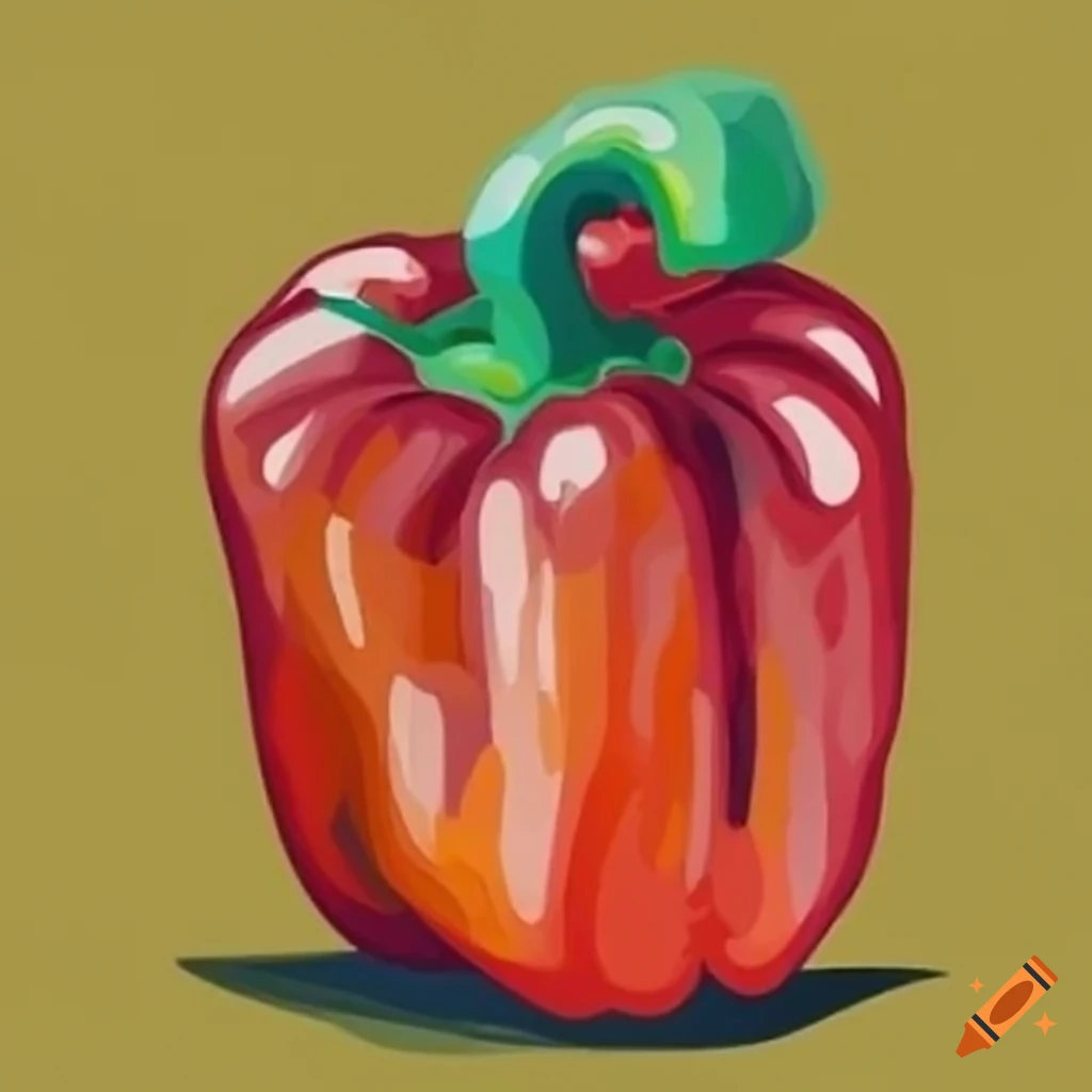 Cute happy bell pepper sticker in minimalist vector design on Craiyon