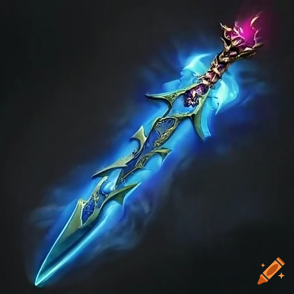 Magic intricate curved master sword on Craiyon