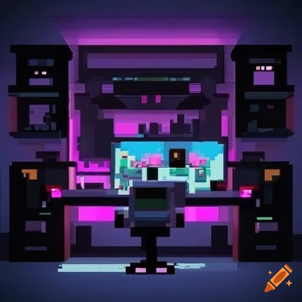 Gaming room with three screens, white and grey cat, zelda statue ...