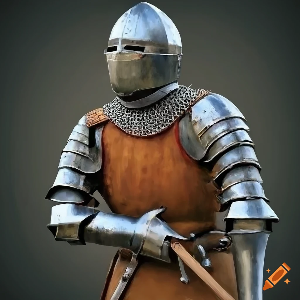 Medieval european knight in full plate armor from the 14th century on Craiyon