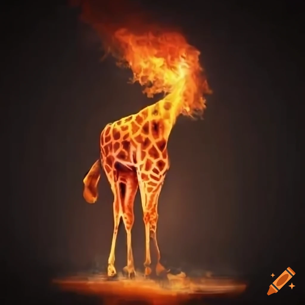 Giraffe on fire running in a shopping mall on Craiyon