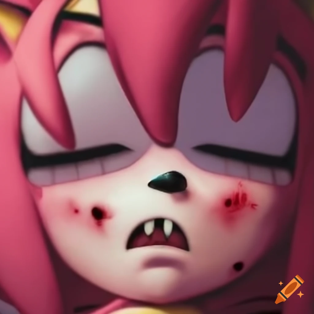 Character named amy rose asleep on autopsy table in morgue on Craiyon