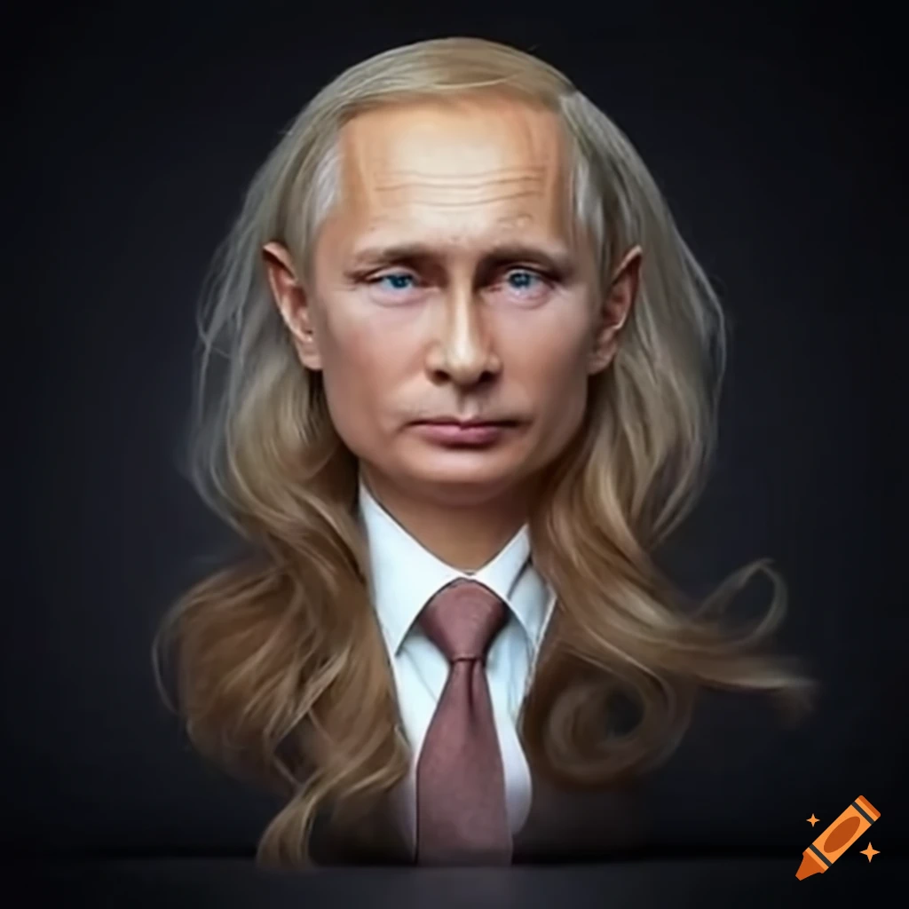 Vladimir putin with long blonde hair on Craiyon