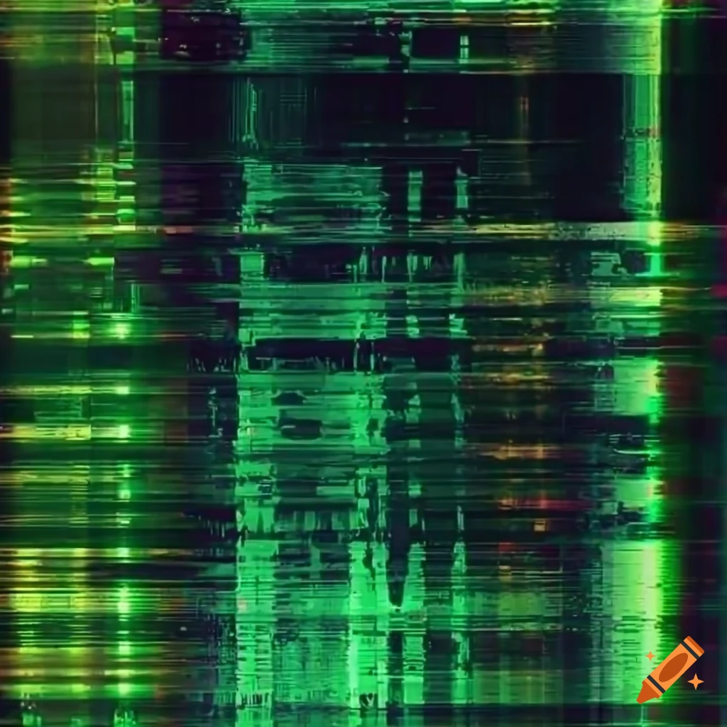 Glitch computer screen showing Jackson Pollock art and VHS glitch with ...