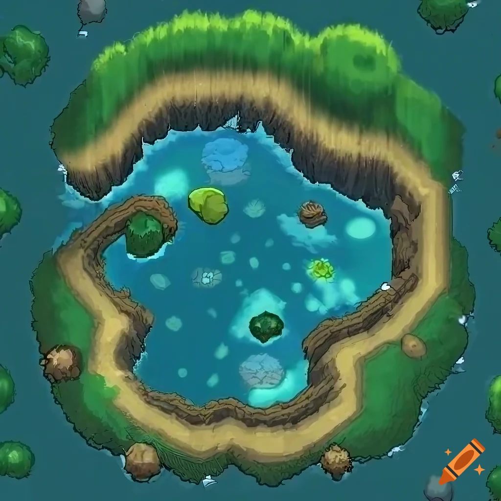2d rpg maker world map with wilderness in a top-down view on Craiyon