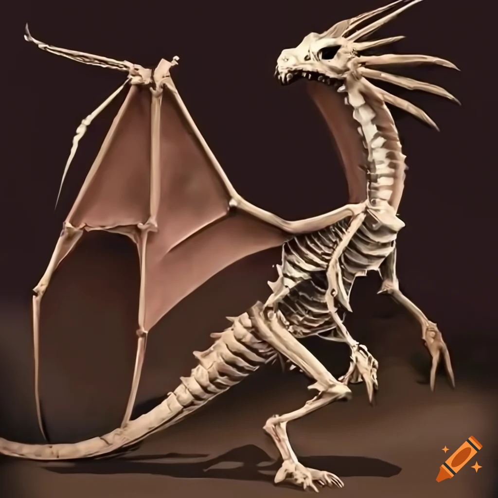 Flying skeletal dragon on Craiyon