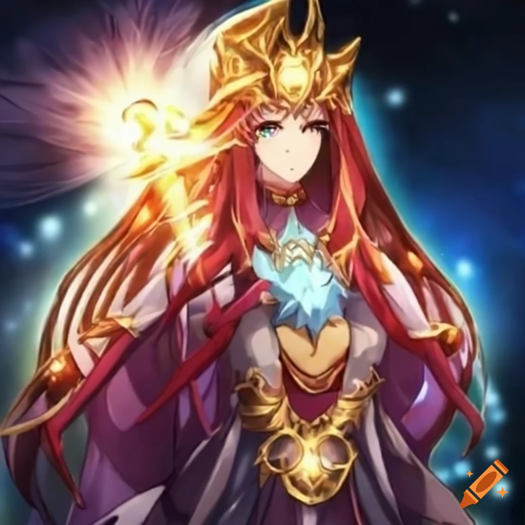 Anime spirit summoner calling for divine help with magic on Craiyon