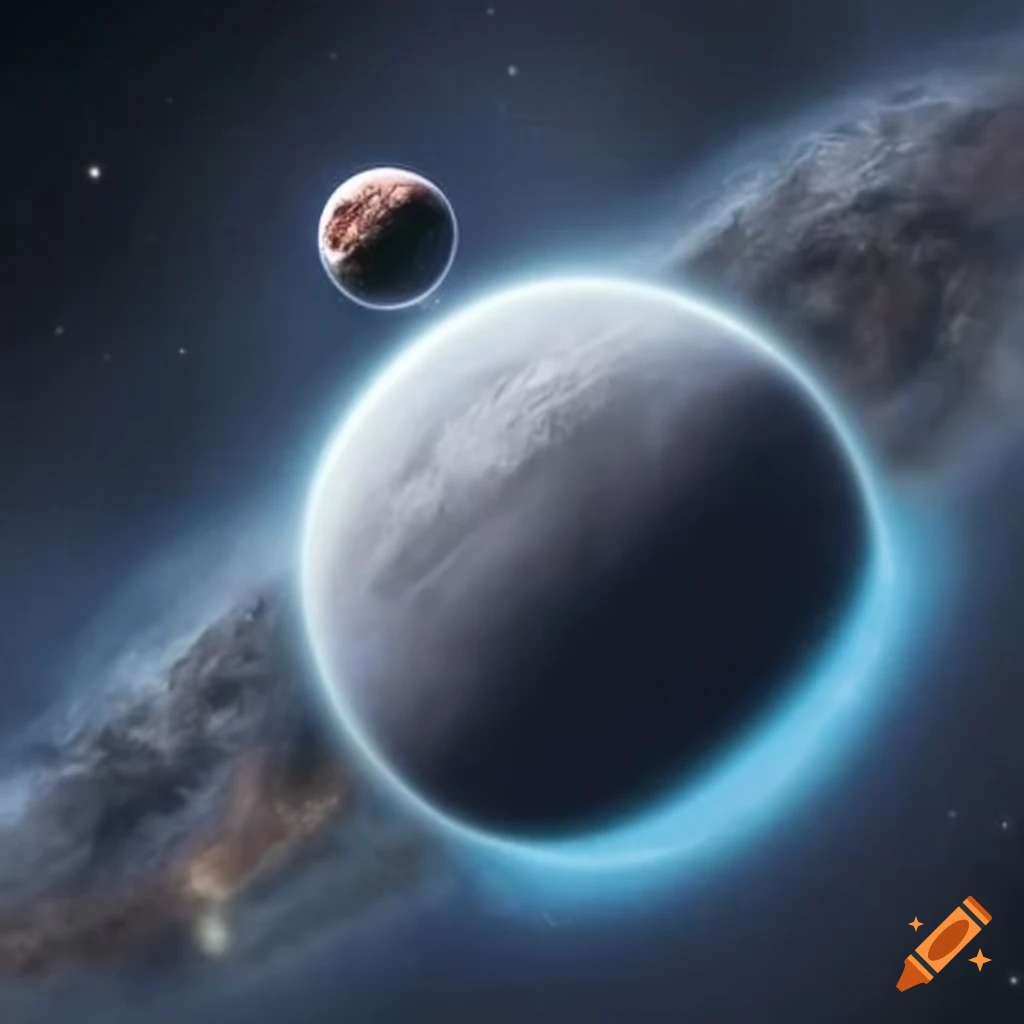 Detailed hyper-realistic image of deep space with white planets on Craiyon