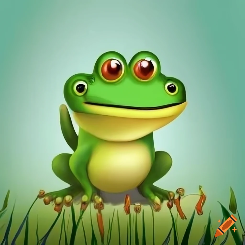 Cartoon marsh scene with a frog on Craiyon