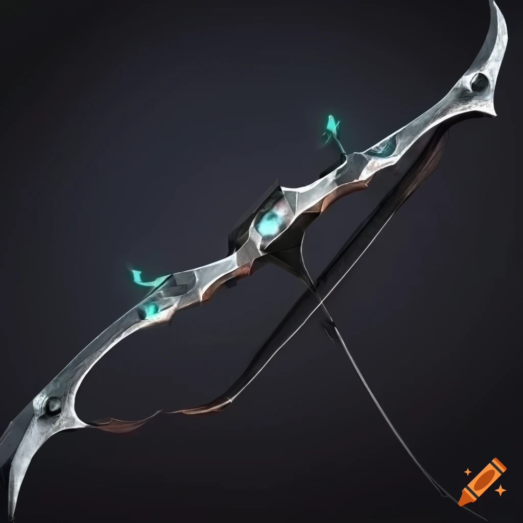 Futuristic metal bow in a fantasy setting on Craiyon