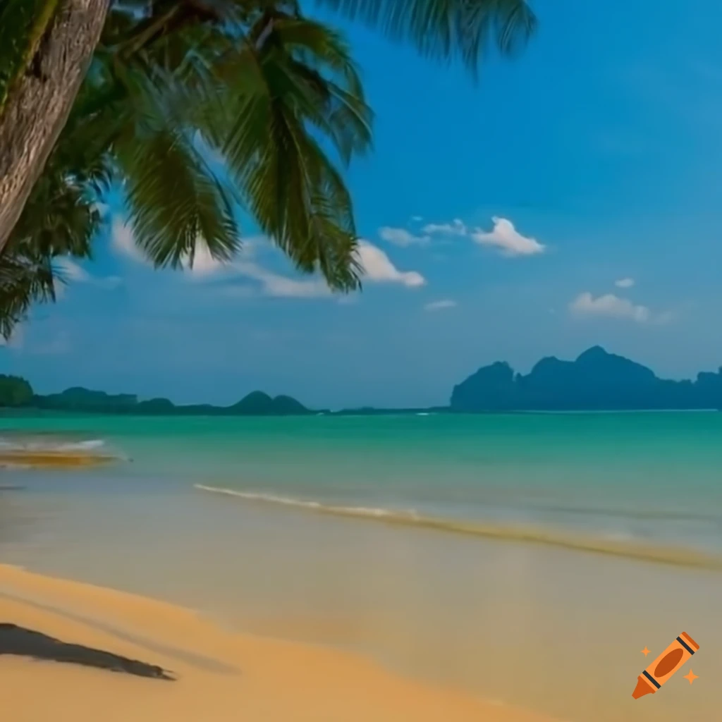 Beautiful beach in thailand on a sunny day on Craiyon