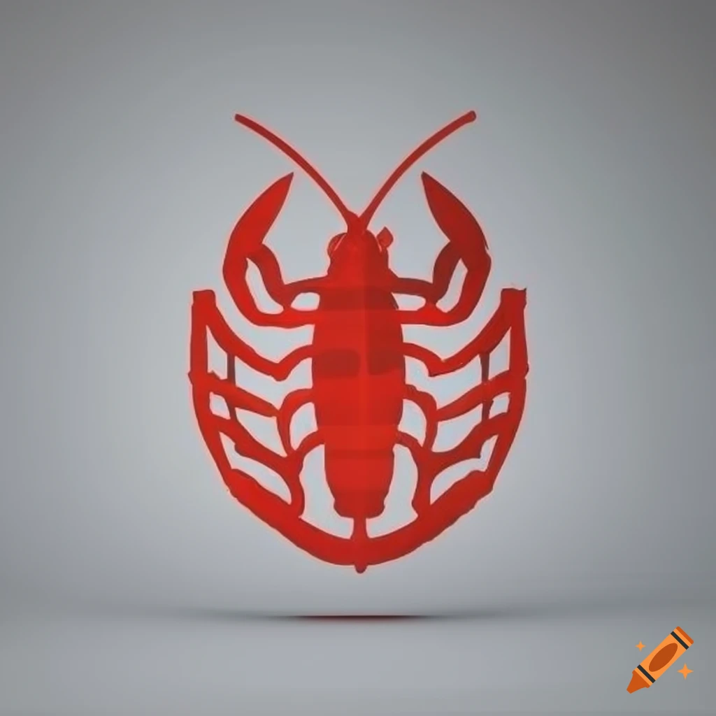 Modern red crayfish company logo on white background on Craiyon