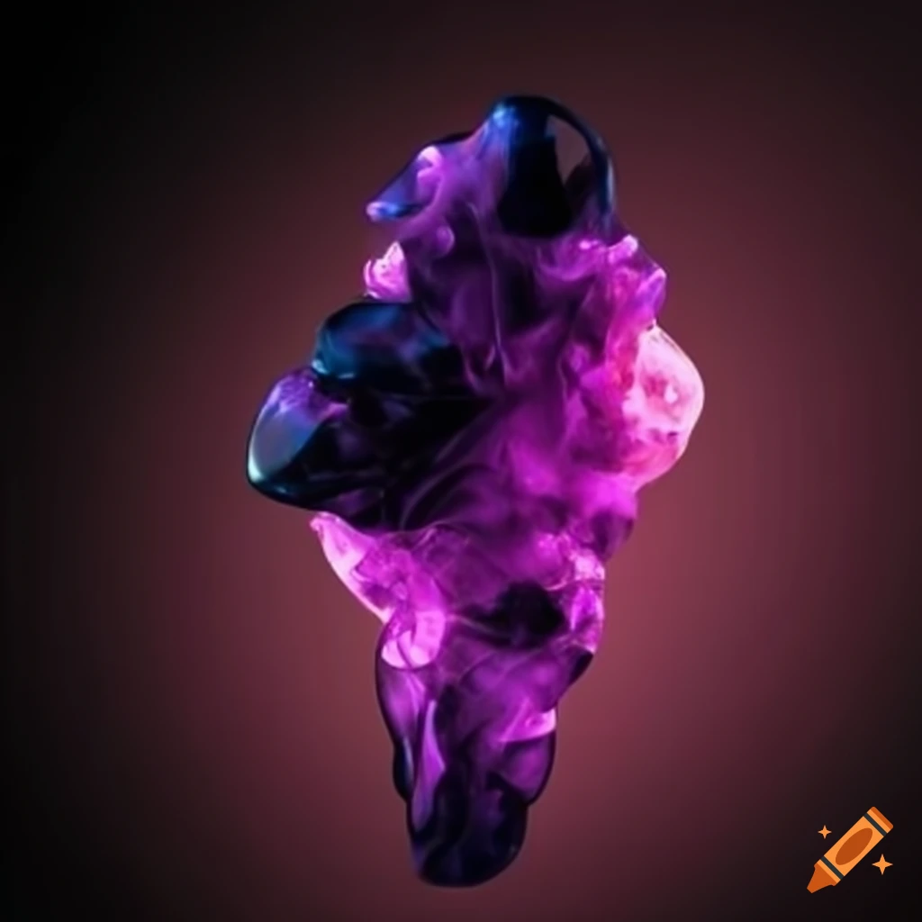 Shapeshifting black smoke and pink crystals on Craiyon