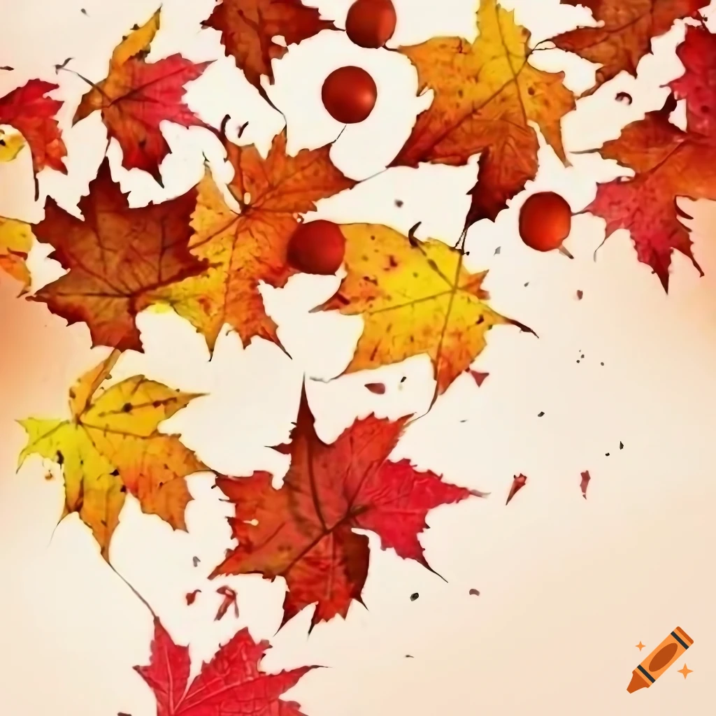 Maple leaves falling in a 2d illustration on Craiyon