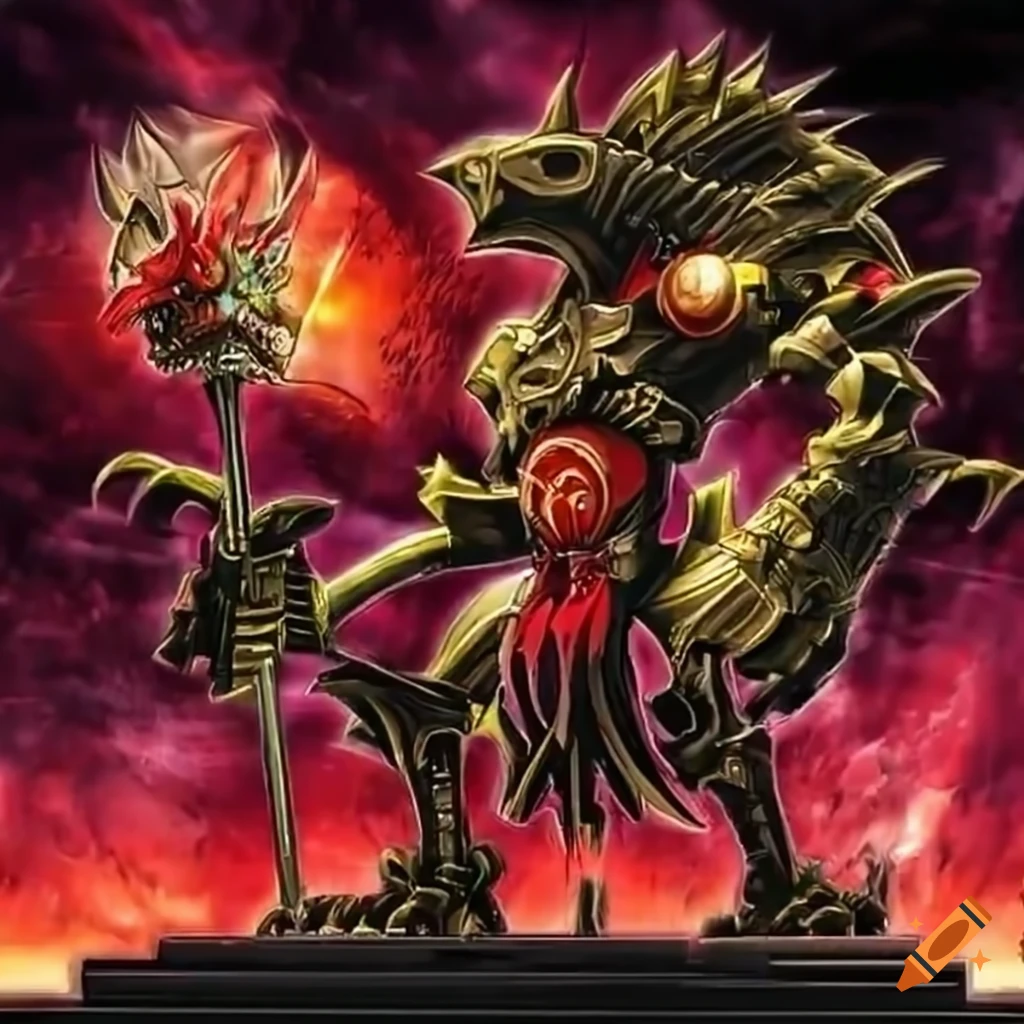 Horrifying skeleton beast in red skyed badlands inspired by Yu-Gi-Oh ...
