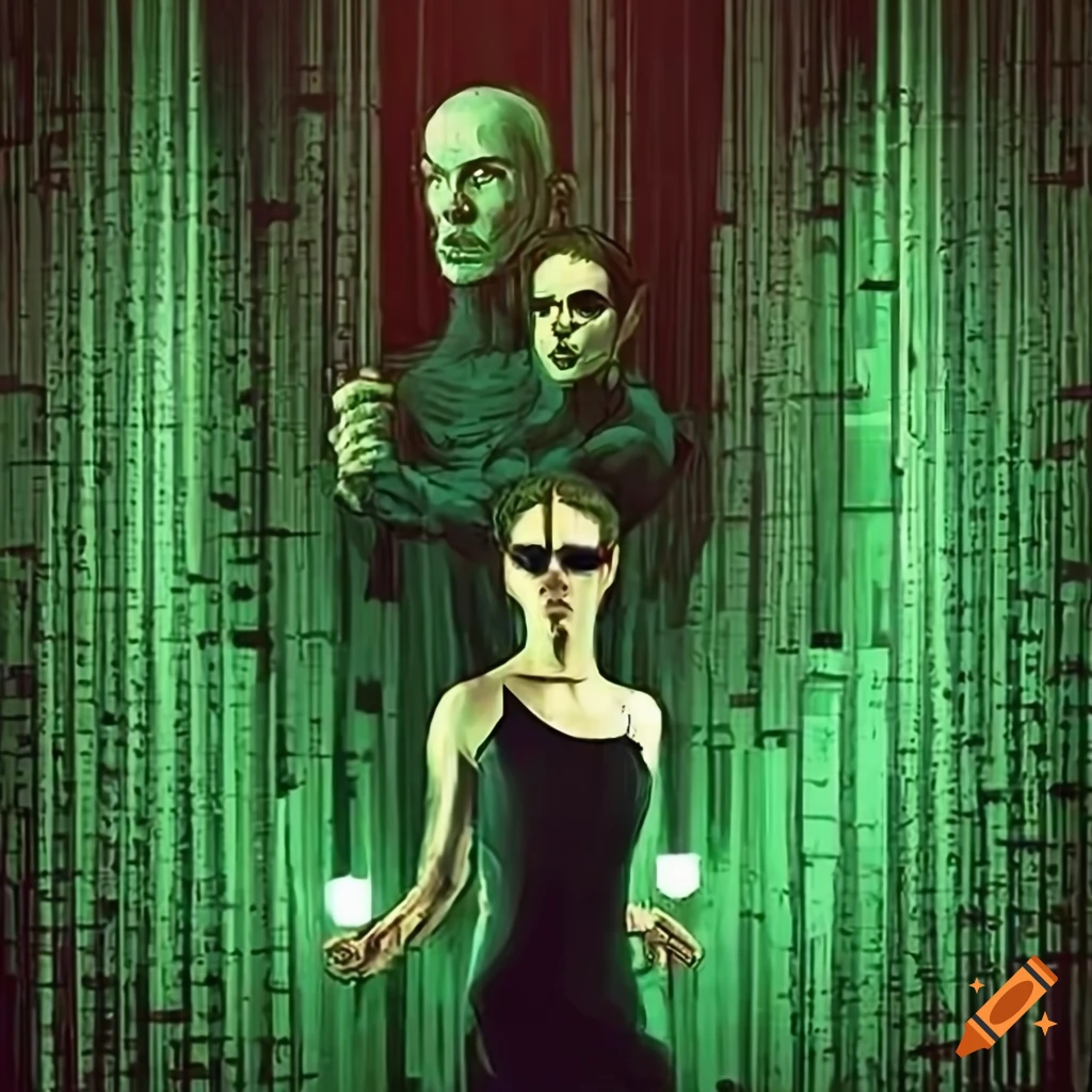 Matrix-inspired action scenes on Craiyon