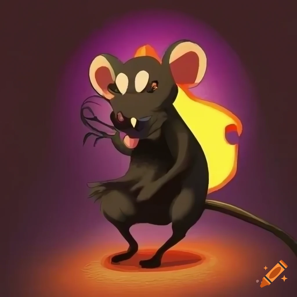 Mischievous 2D rat with cheese in a game studio logo design on Craiyon