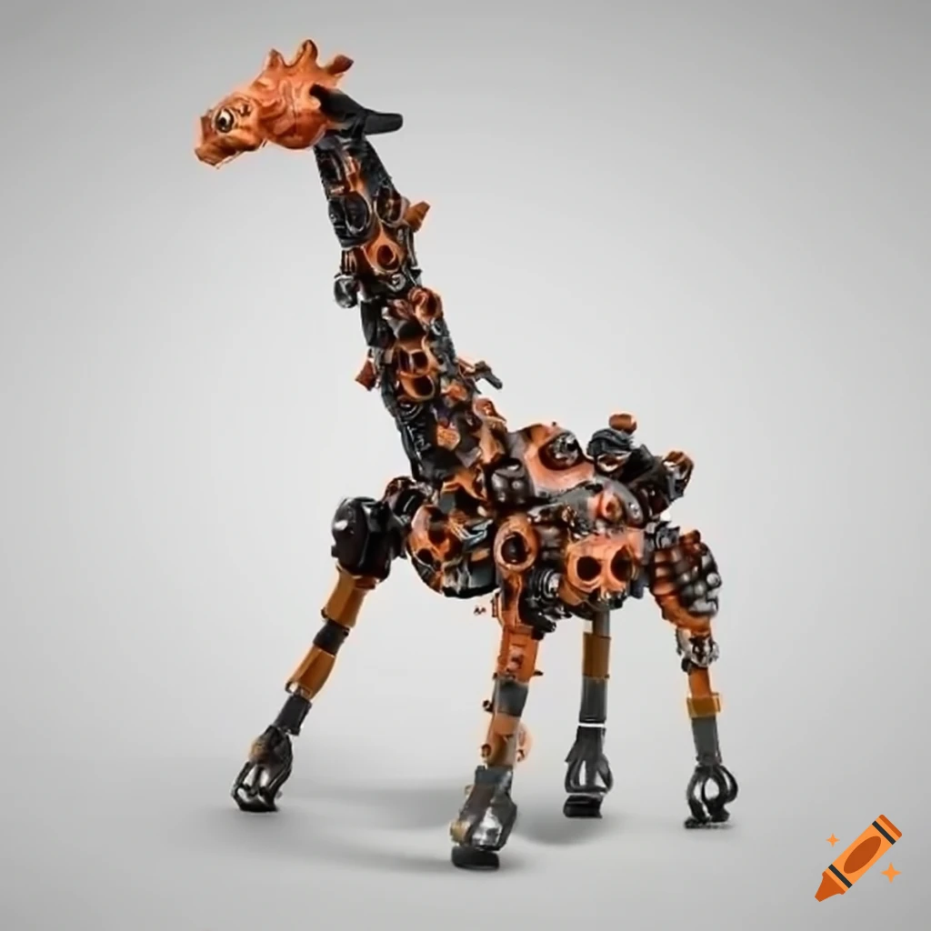 Mechanical giraffe made from cans and gears on Craiyon