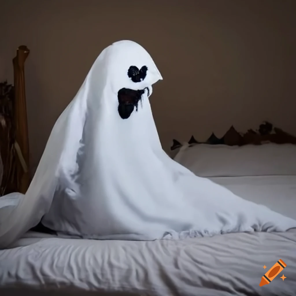 Weasel in a bedsheet ghost Halloween costume on Craiyon