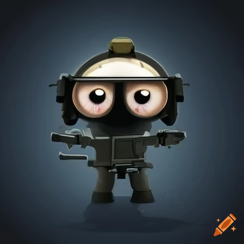 Cartoon ar 15 with eyes on Craiyon