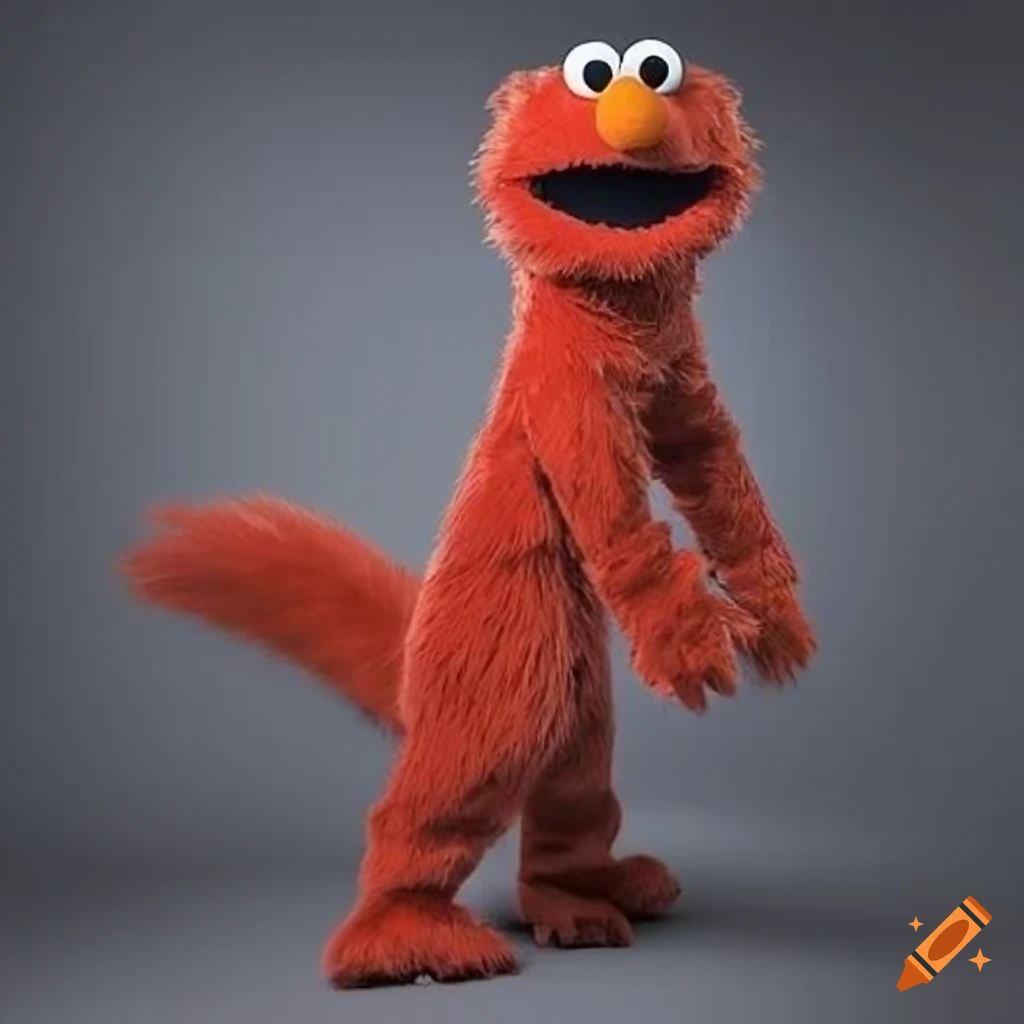 Weasel in a full body Elmo mascot costume on Craiyon