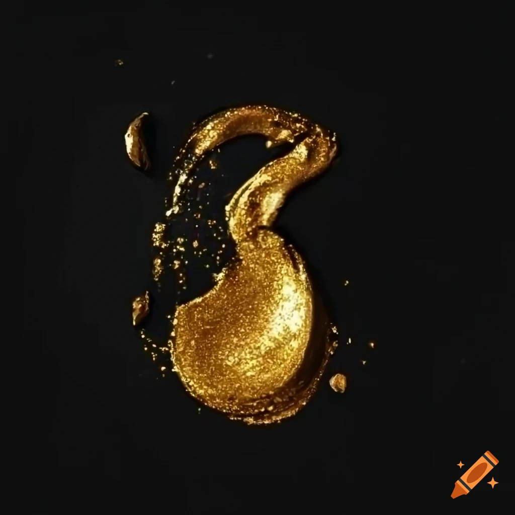 Thick stroke of glittery gold oil paint on black background on Craiyon