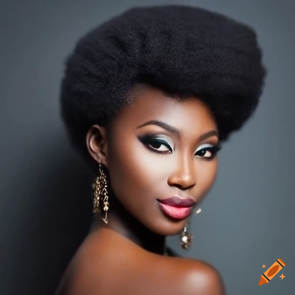 Portrait of an Ebony model exuding warmth and charm on Craiyon