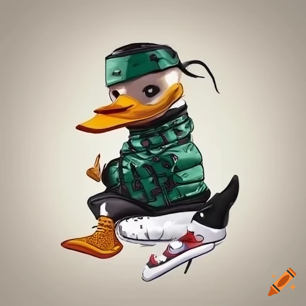 Swag duck wearing jordan dior shoes on Craiyon