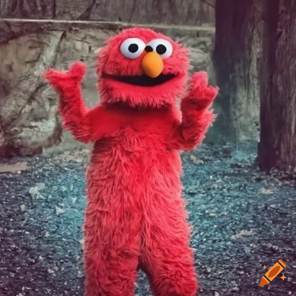 Meerkat in a red full-body elmo monster suit costume on Craiyon