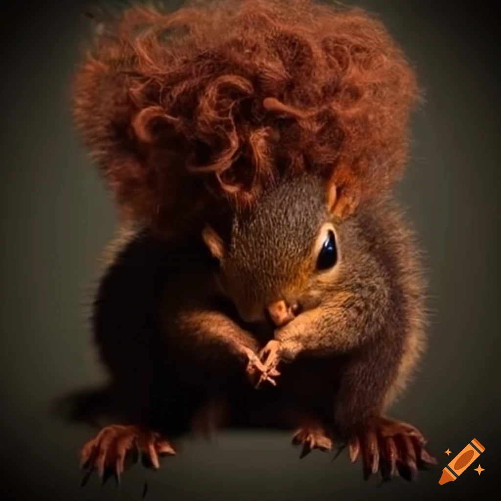Devil squirrel with curly hair on Craiyon