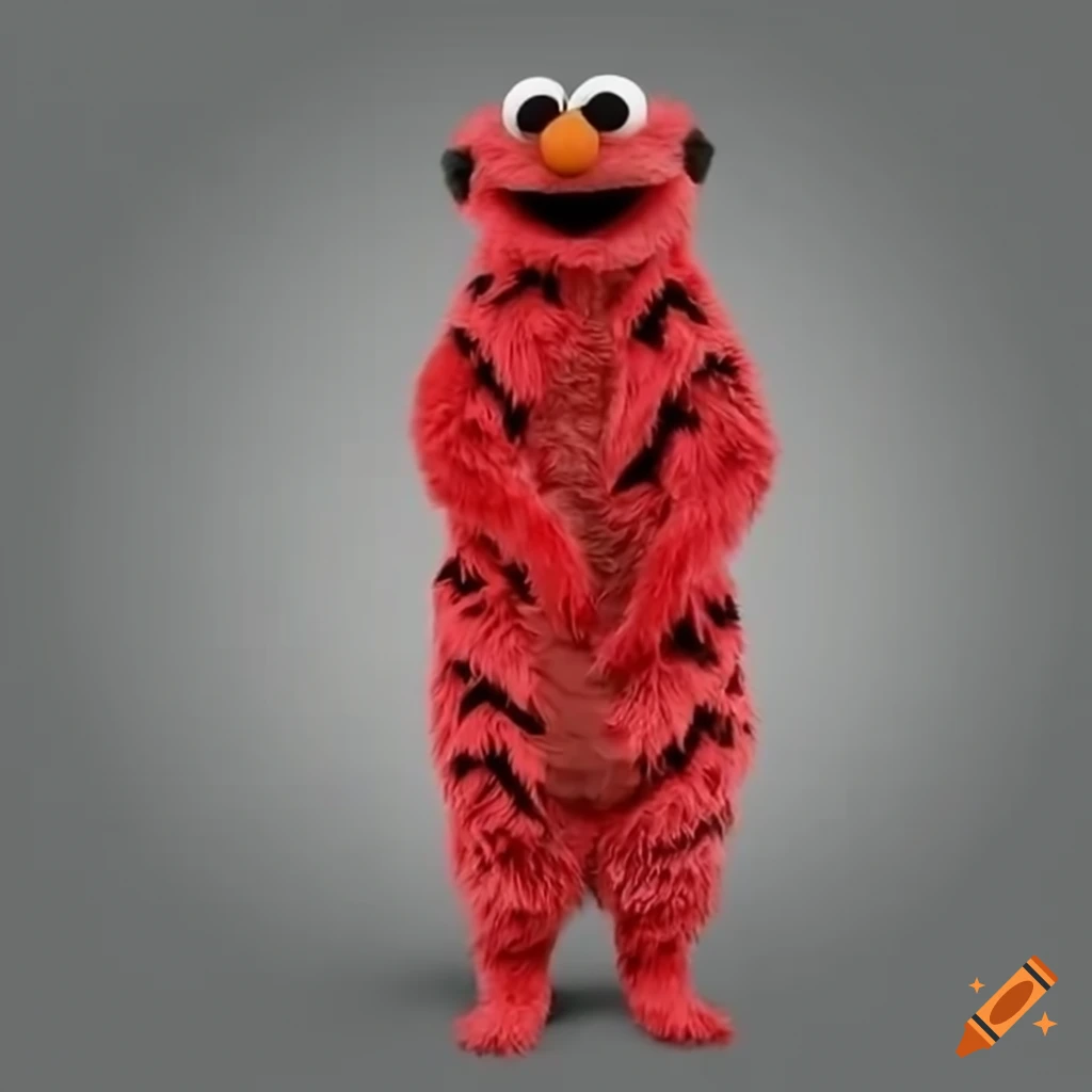 Meerkat in a full body red elmo monster suit on Craiyon