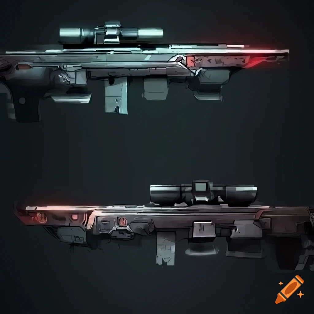 Sci-fi sniper rifle concept art on Craiyon