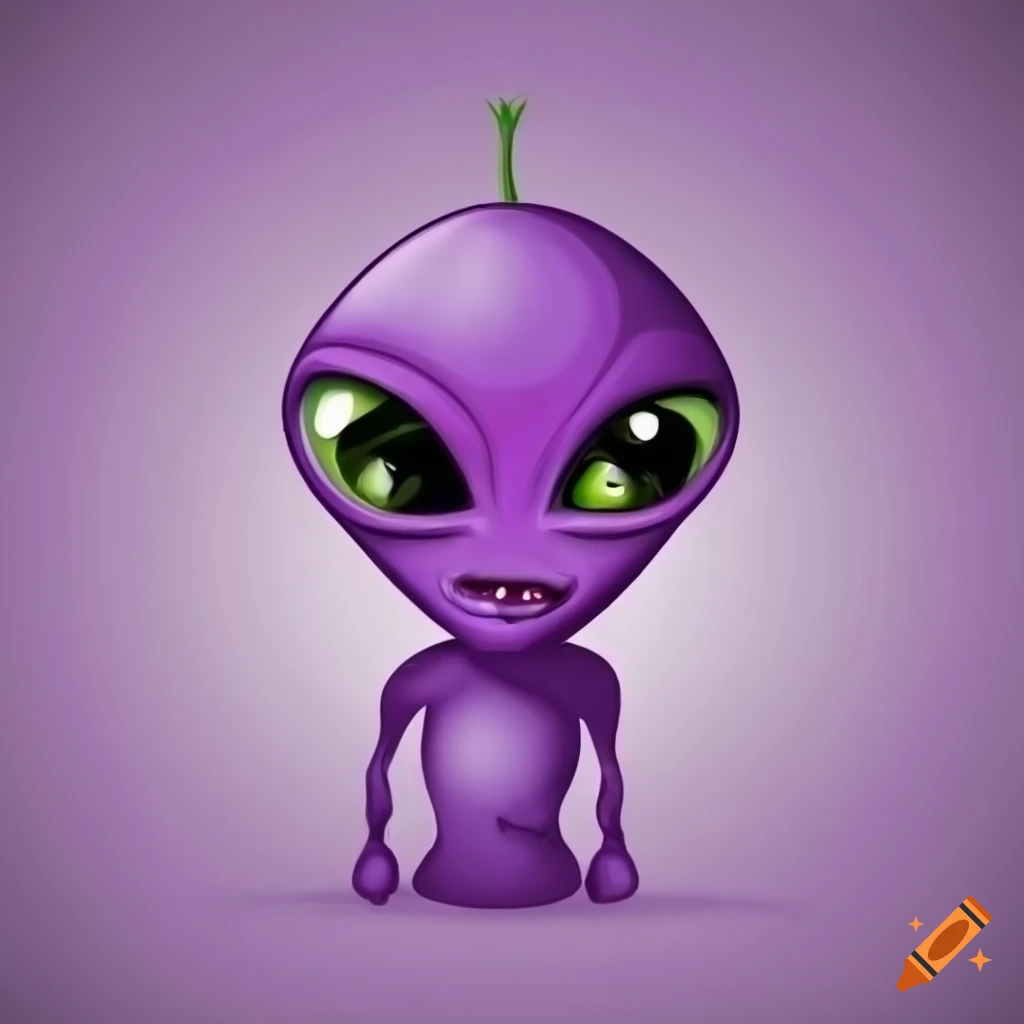 Smiling purple alien creature in a 2d cartoon style on Craiyon