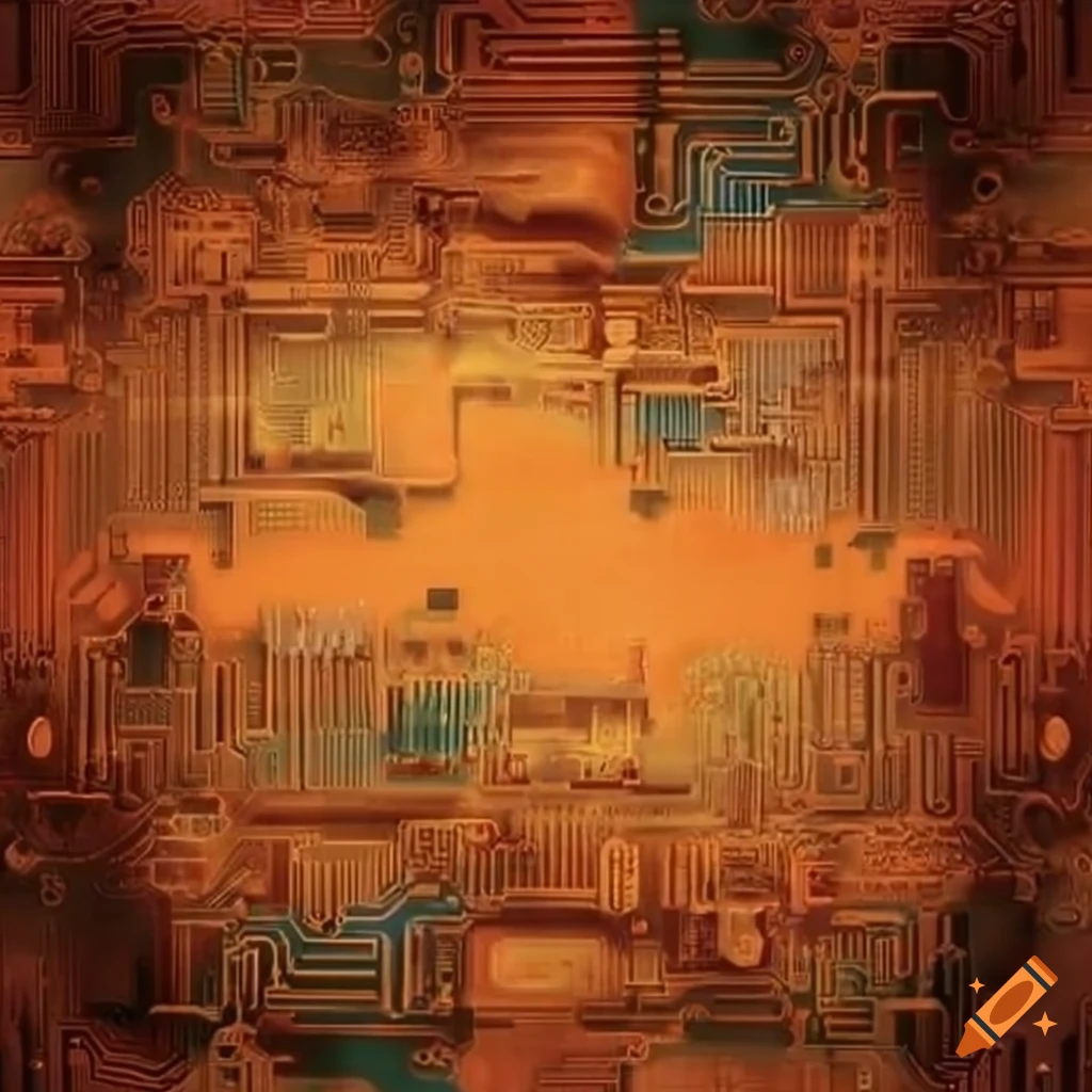 Hyper-realistic full-size pcb design with desert border on Craiyon