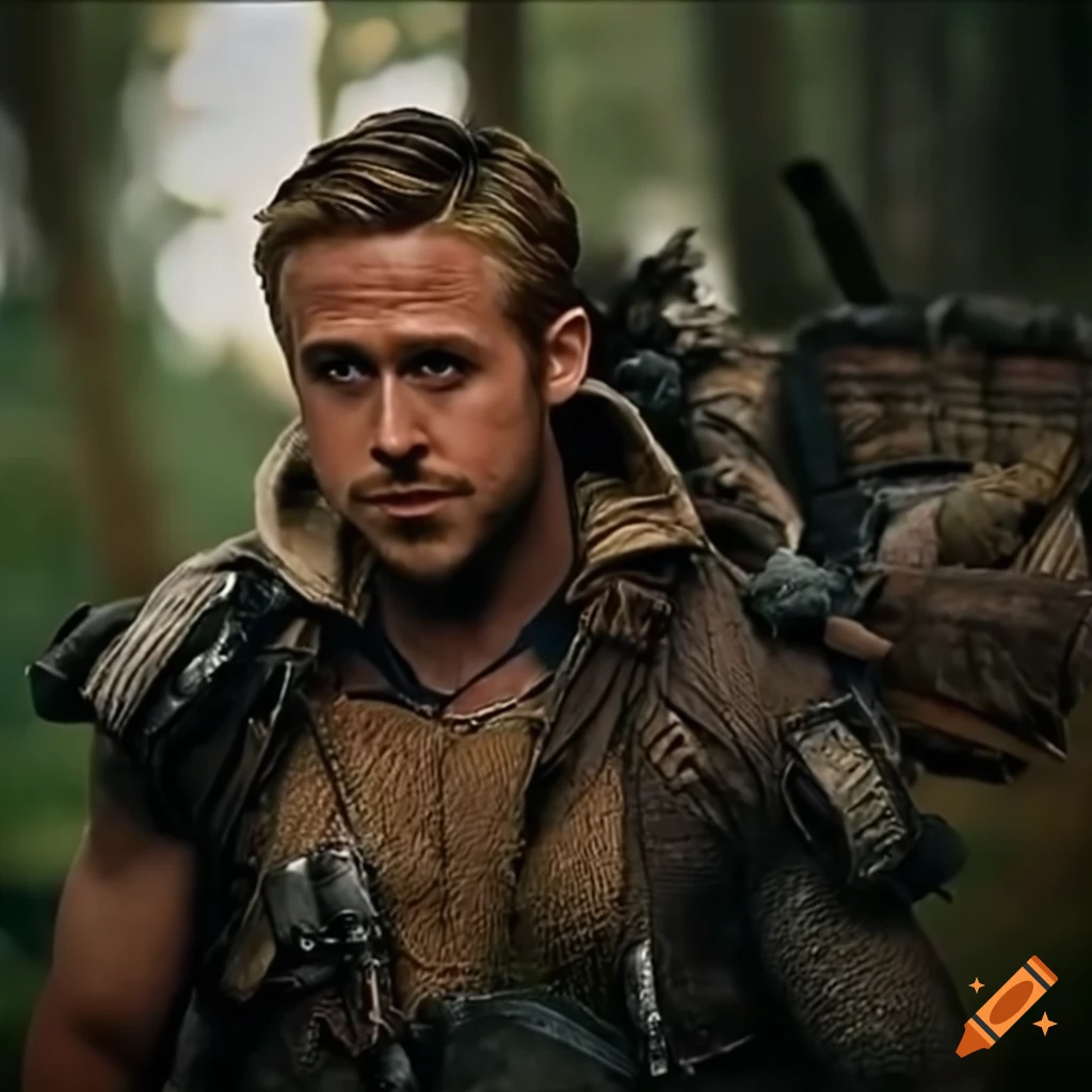 Monster hunter movie with ryan gosling on Craiyon