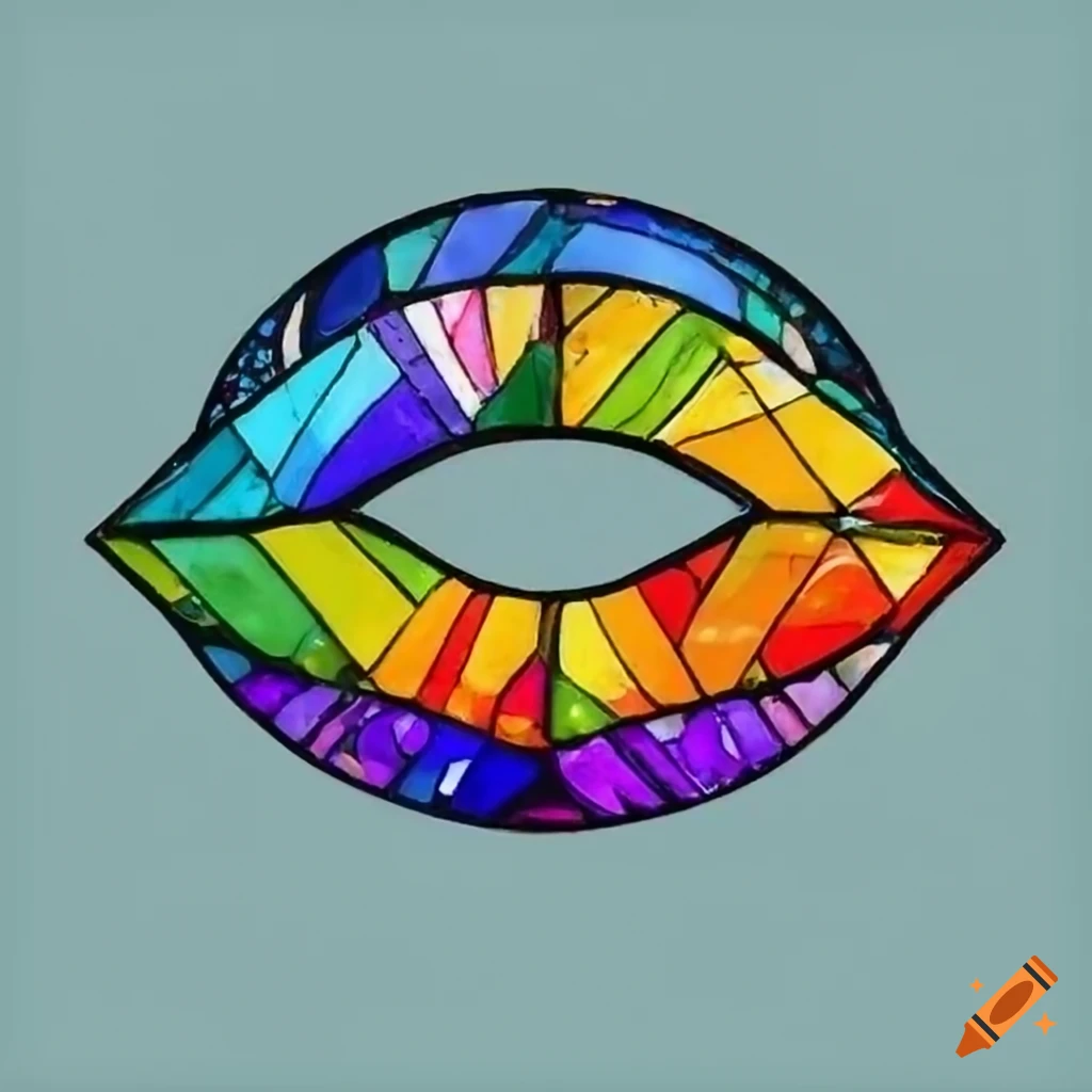 Multicolored stained glass lips on Craiyon