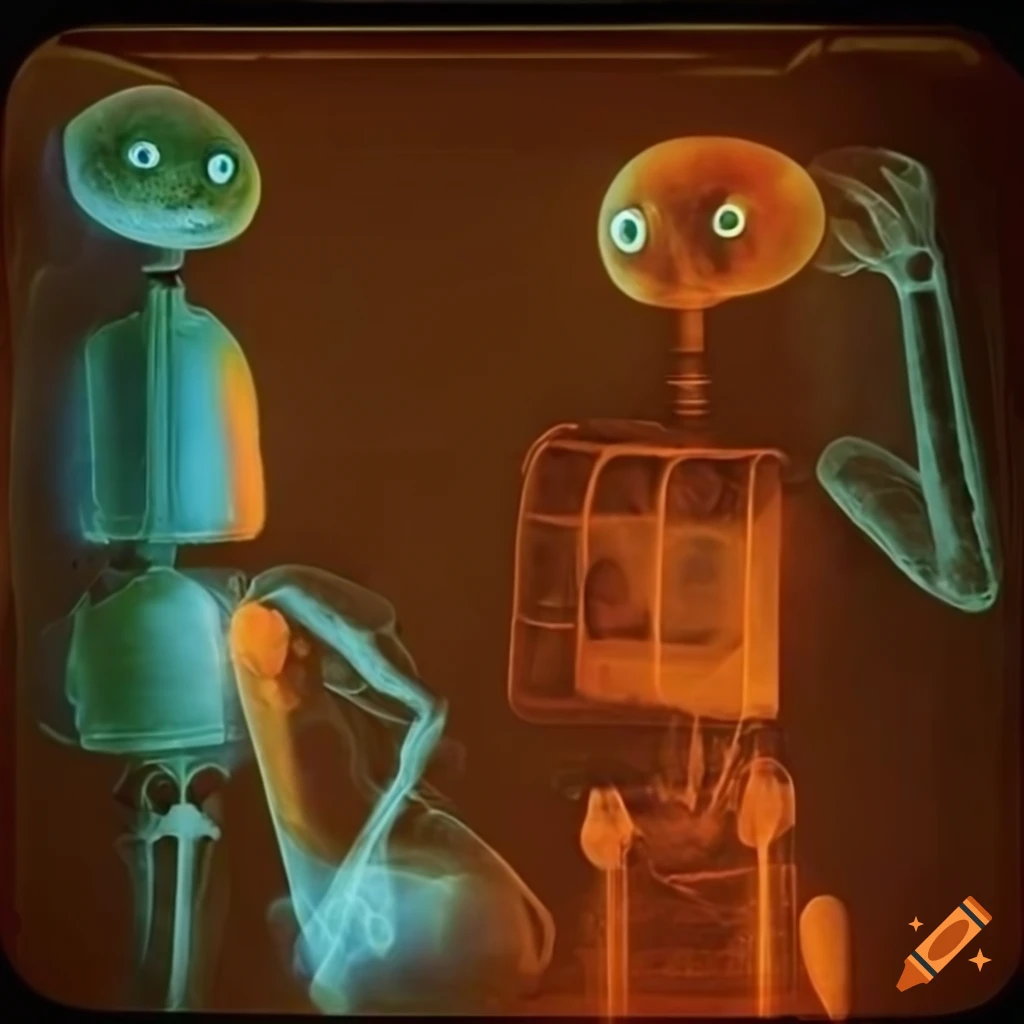 Vintage 1920s x-ray of alien robots working in an ice cream store on ...