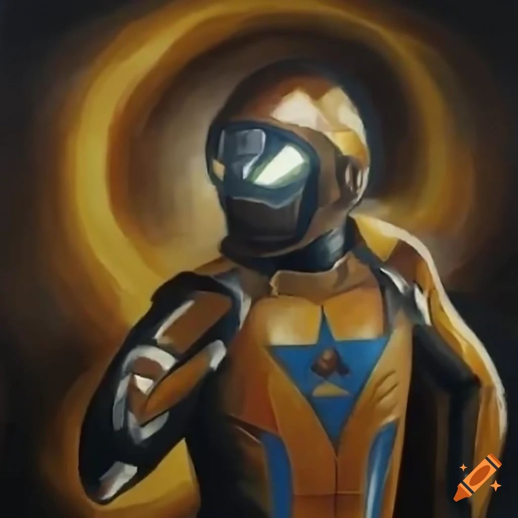 Superhero Captain Iodine blasting flame beams in flying suit on Craiyon