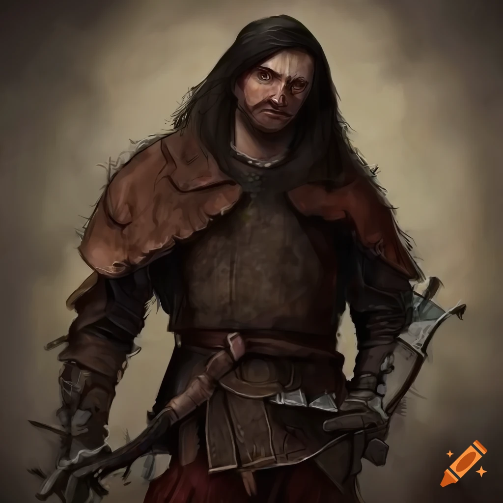 Fantasy portrait of a rugged Italian ex-soldier and rogue with dark ...