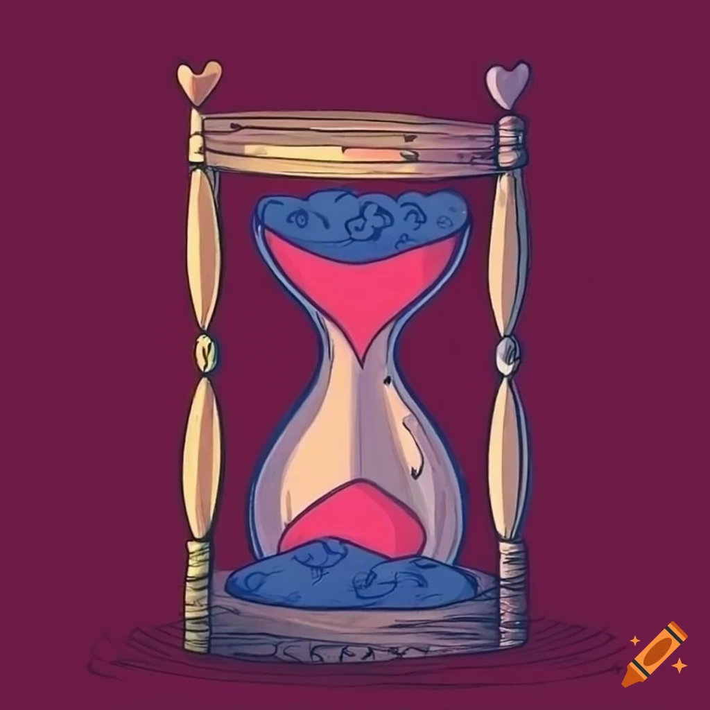 Captivating hourglass symbolizing love with heart symbols in a doodle ...