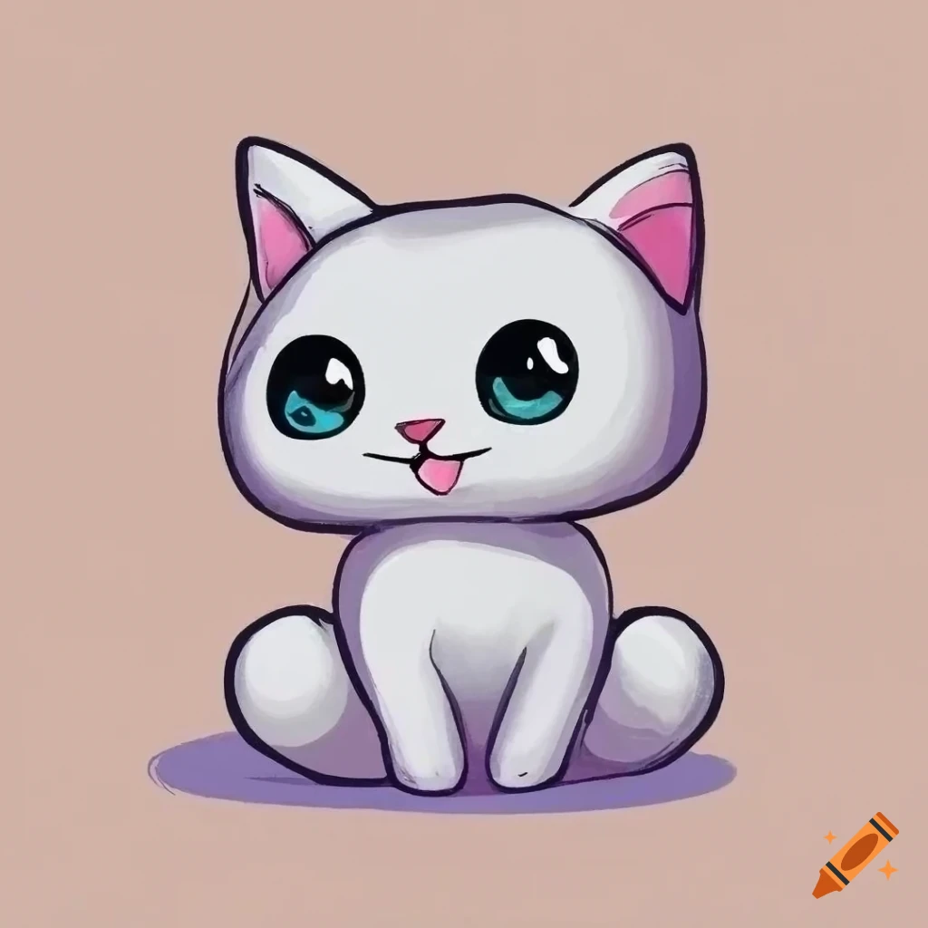 Simple drawing of a white cat on Craiyon