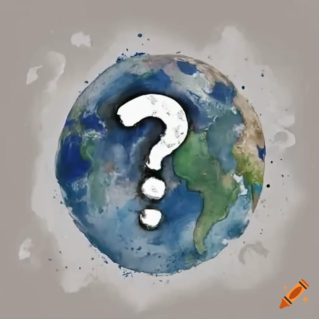 White question marks hovering over earth's surface from the moon's ...