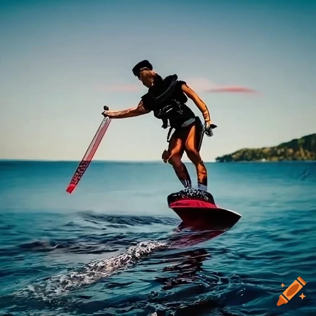 Wakeboarding action on Craiyon