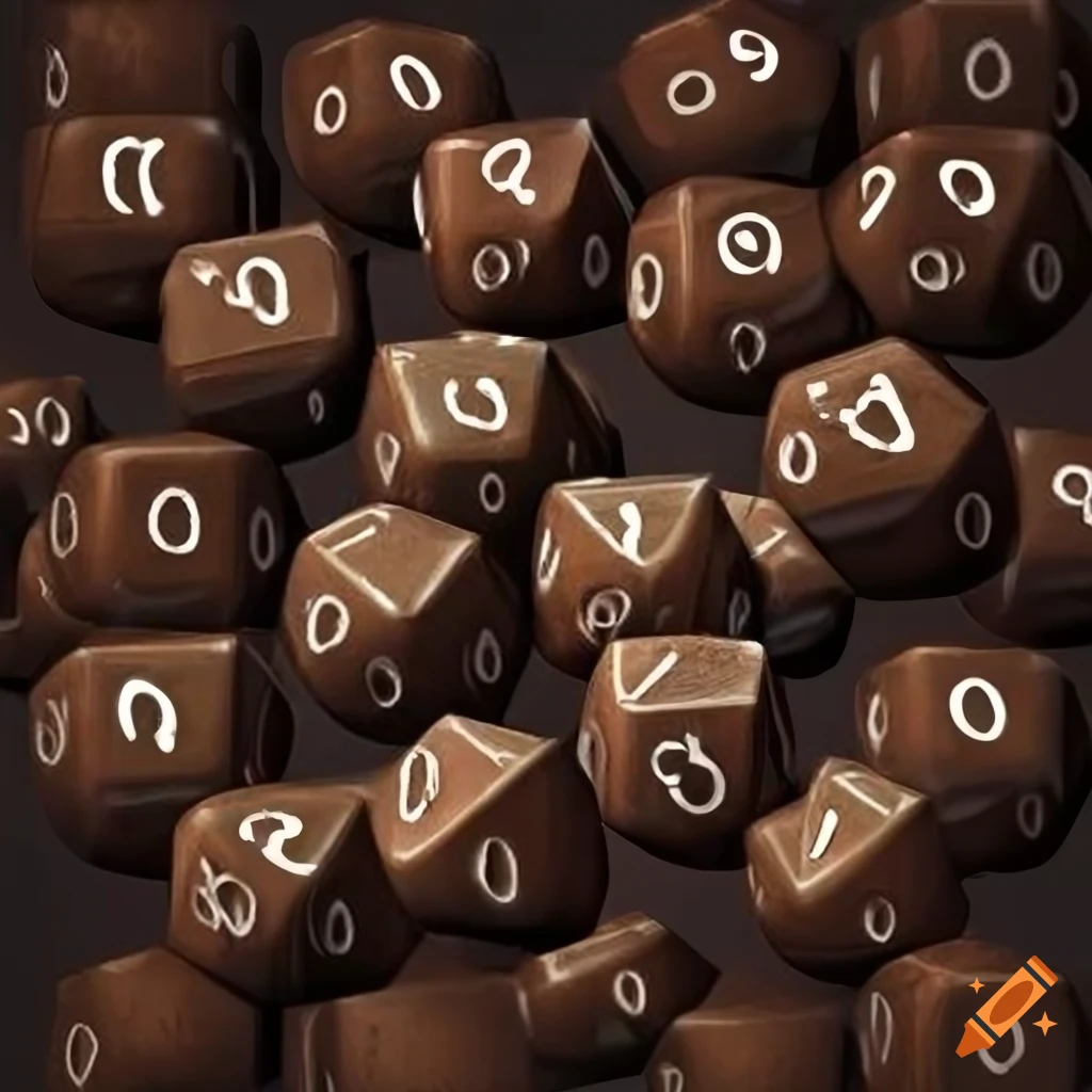 Abstract dark brown pattern collage of high-definition rng dice numbers ...