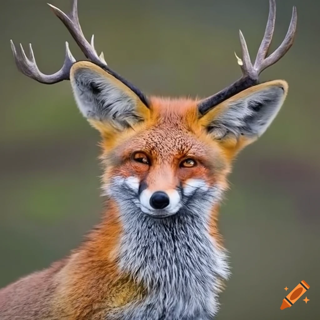 Majestic fox with stag antlers on Craiyon