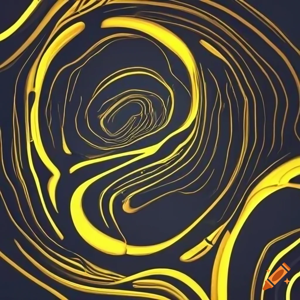 3d abstract yellow zoo elements on a black background in a 16:9 ratio ...