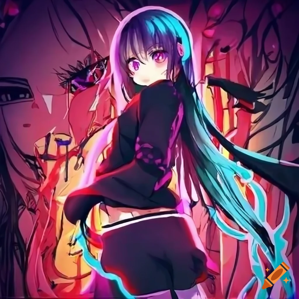 Transcendence anime girl with breakcore style on Craiyon