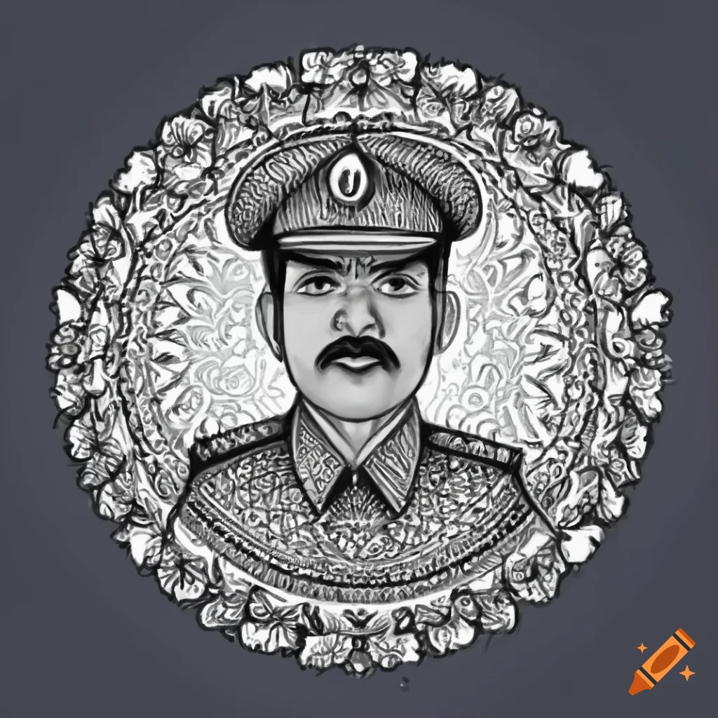 Indian cop with mandala background on Craiyon